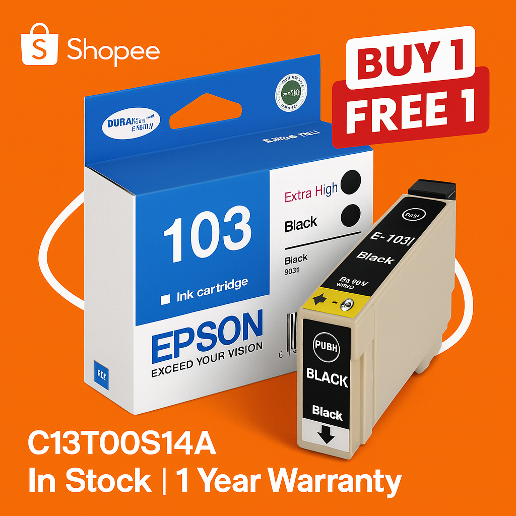 Epson 103 Black Ink Cartridge Extra High Yield for L1110 L3100 L5190 ...