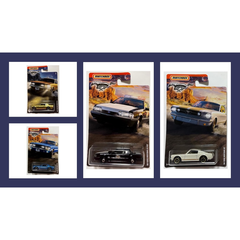 Matchbox - Mustang - '65 Mustang GT, 68 Mustang GT CS Blue & Gold, 93 ...