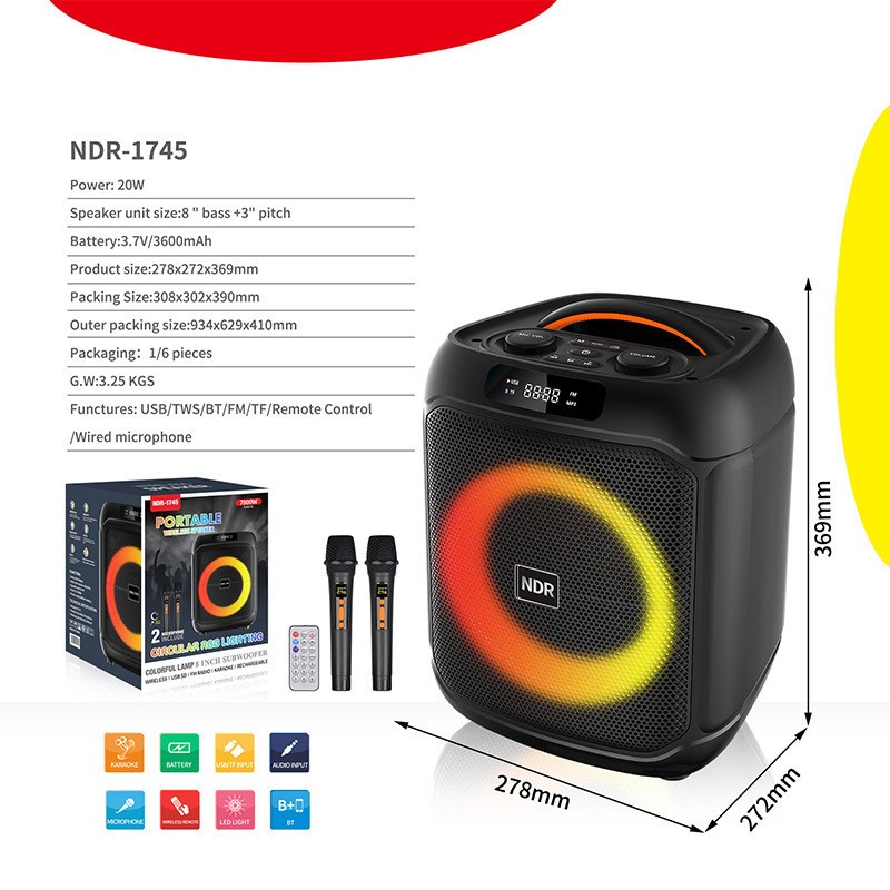 HTM-1745 Bluetooth Speaker 8inch Outdoor Square Dance Sound System with ...