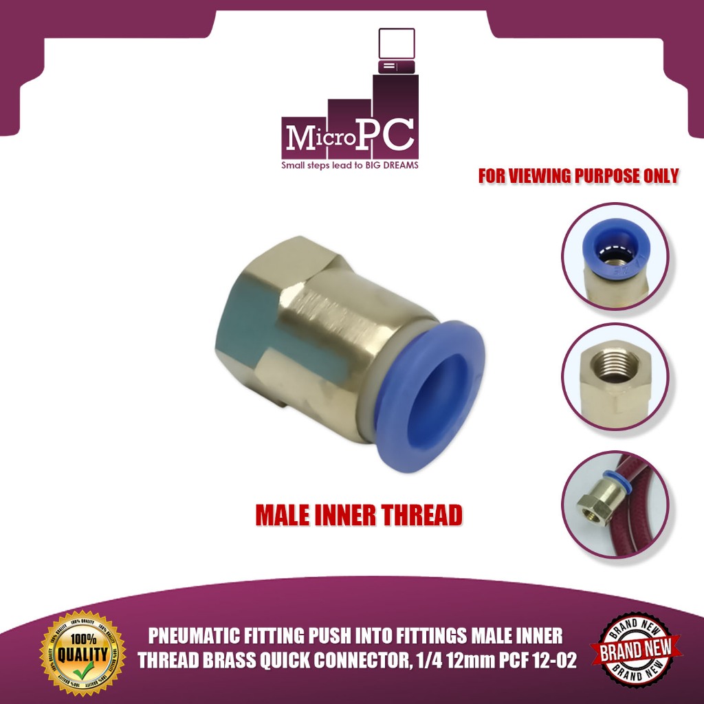 MICRO PC PNEUMATIC FITTING PUSH INTO FITTINGS MALE INNER THREAD BRASS ...
