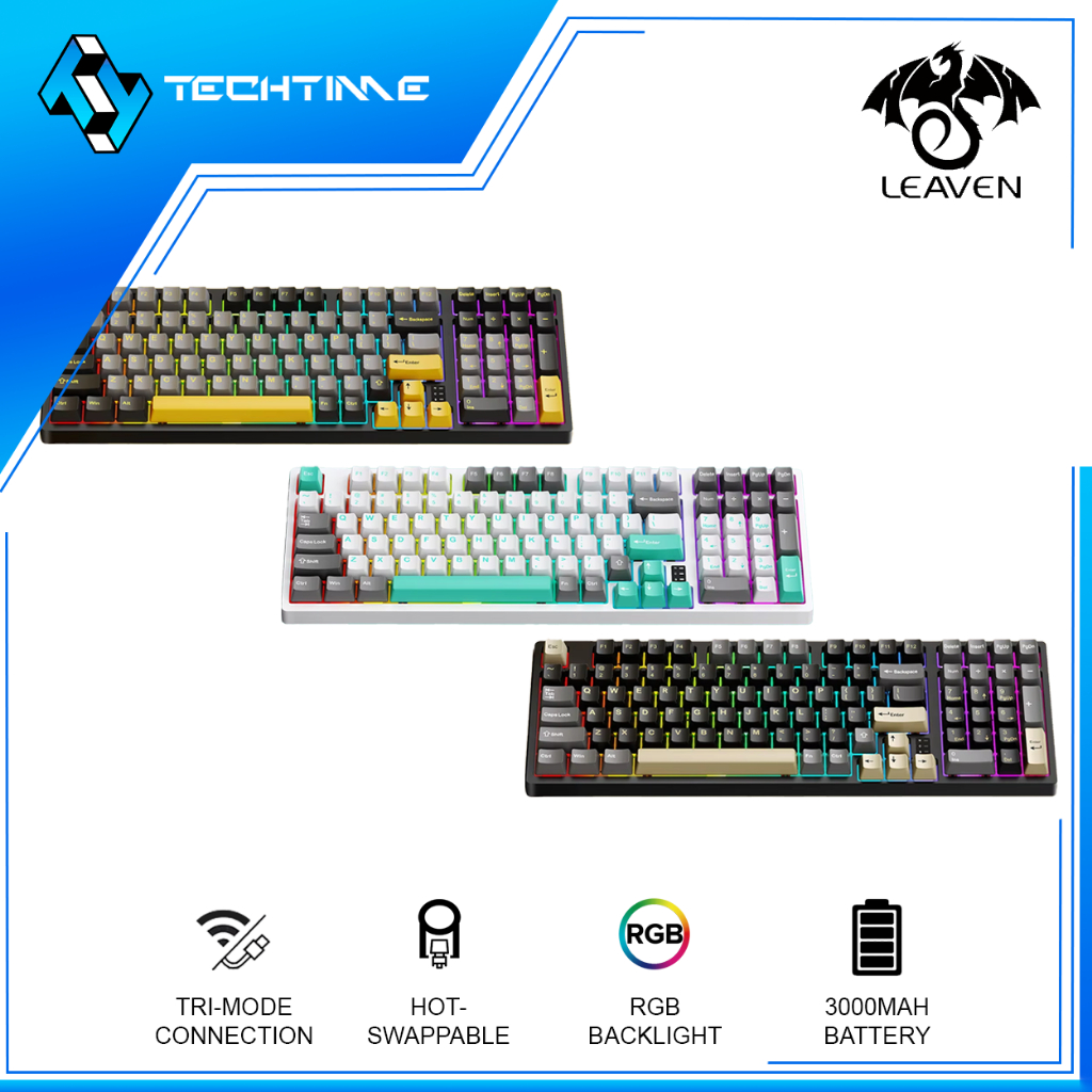 Leaven K98 97 Keys DIY Customized Game RGB Keyboard Three Mode Real ...