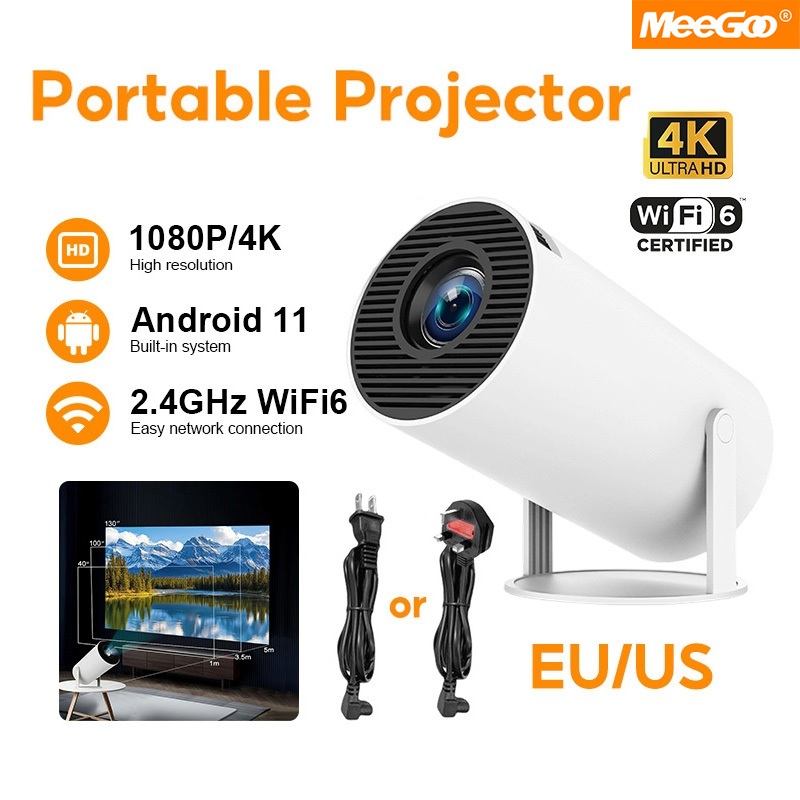 MeeGoo Smart Projector Portable Auto Calibration 4K Full HD Wireless ...