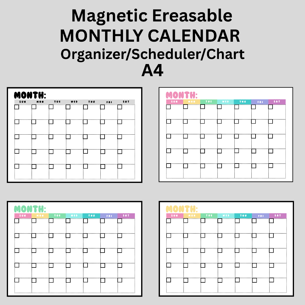 MAGNETIC EREASABLE CALENDAR MONTHLY ORGANIZER/SCHEDULER/CHART | Shopee ...
