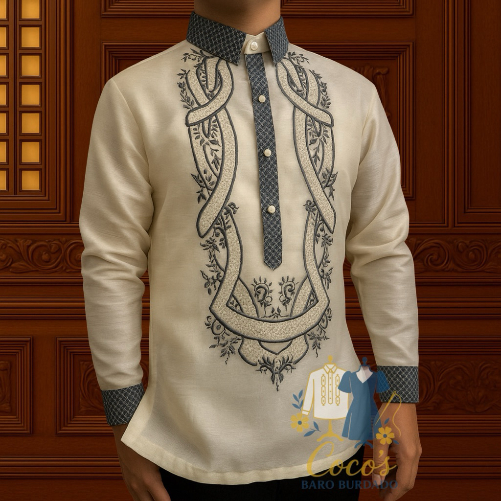 Coco's Special — Premium Barong Tagalog w/ Gray Callado Collar (Pinya ...