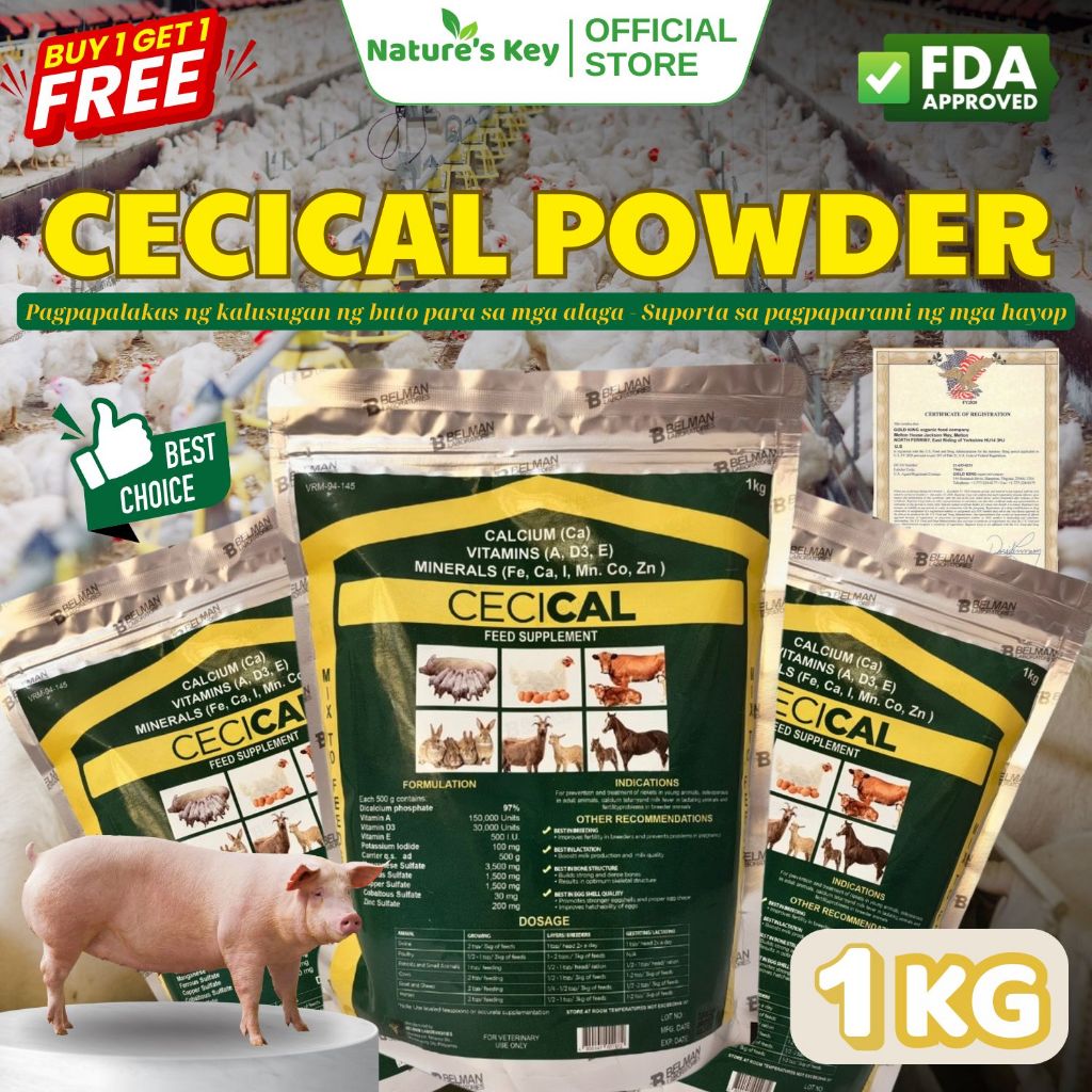 1Kg Cecical Powder Calcium Feed Additive Vitamin & Minerals For Animals ...