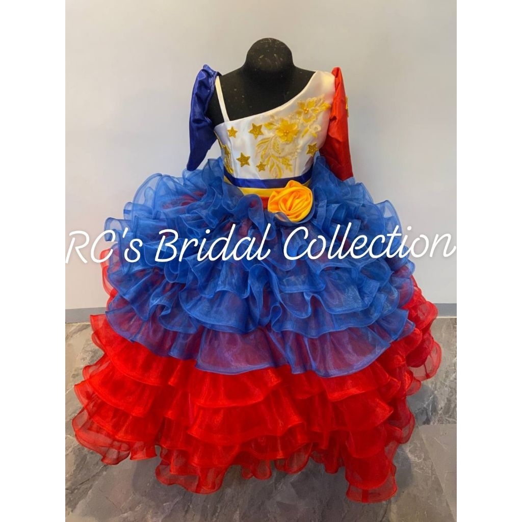 United Nations Costume For Kids Philippines🇵🇭 Flag Gown Ruffles Design | Buwan Ng Wika Gown For ...