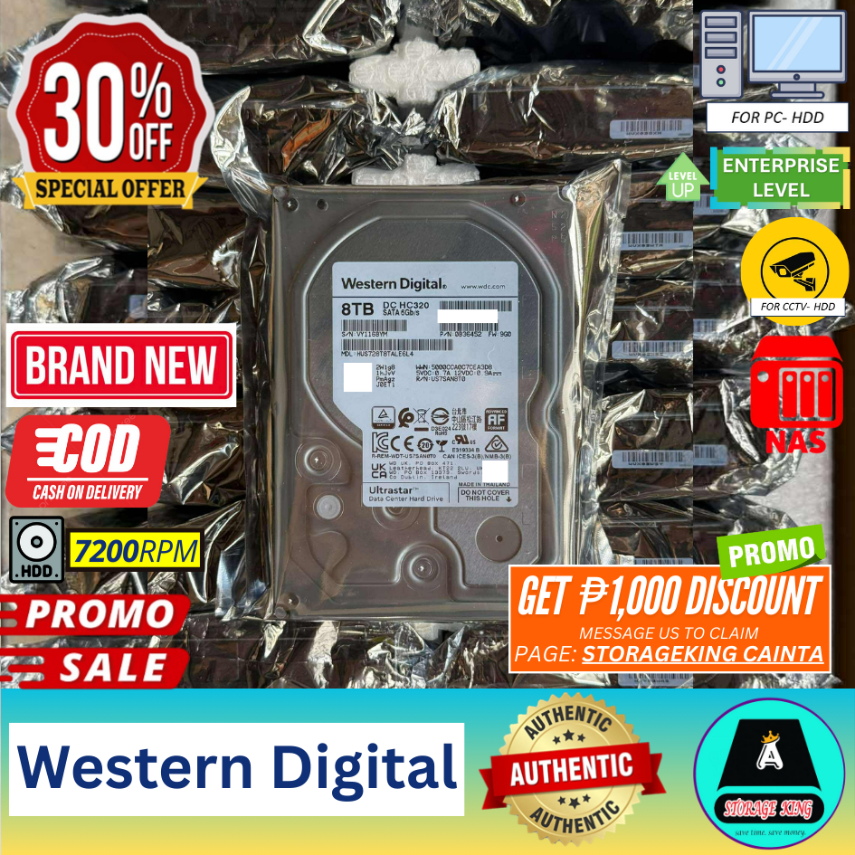 Western Digital 8TB Ultrastar Enterprise Hardrive DC HC320 7200RPM SATA ...