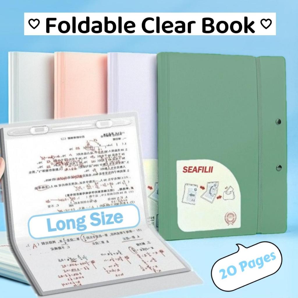 Long Foldable Clear Book 20Pages Loose Leaf File Folder Transparent ...