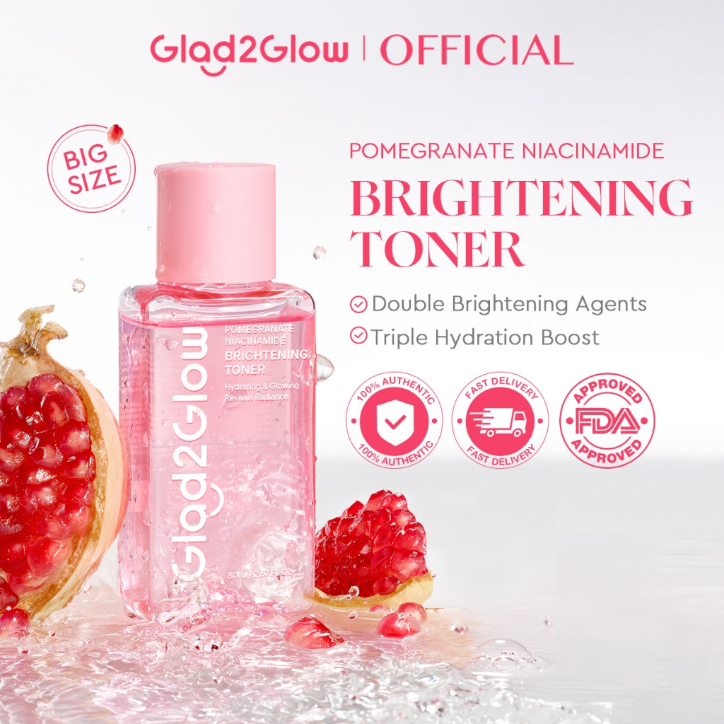 Glad2Glow Pomegranate Niacinamide Brightening Toner Double Bright ...