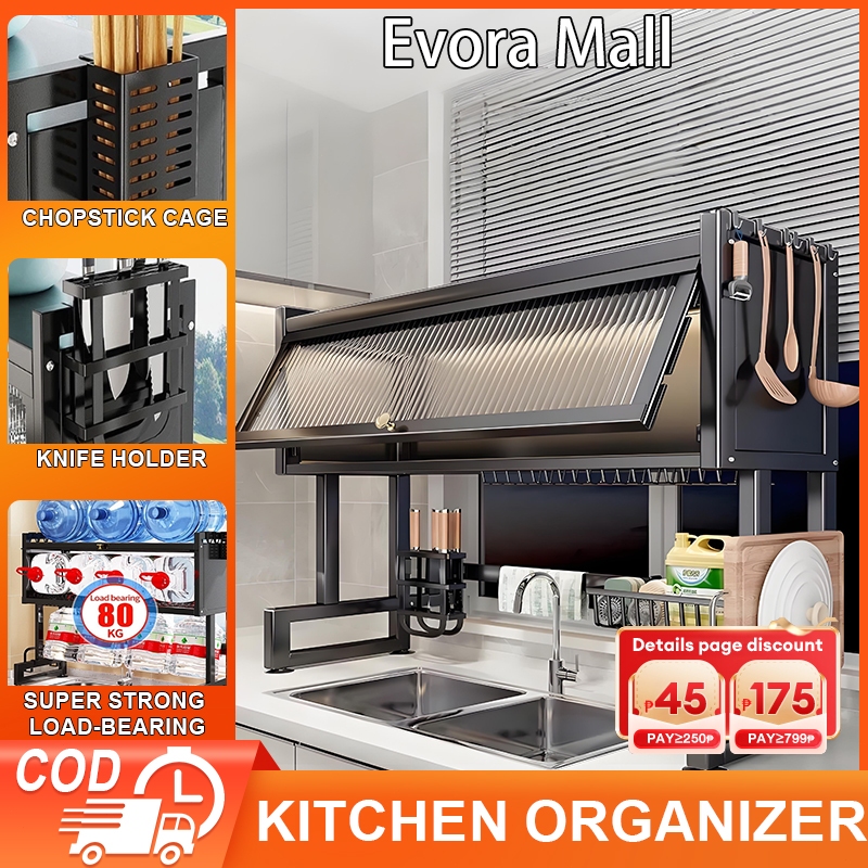 Evora Dish Rack Kitchen Organizer With Cover Plate/Sink Organizer ...