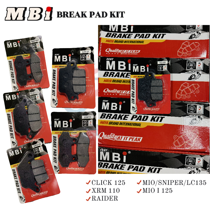 MBi Brake Pad Kit Cent MBi Brand CLICK125 Front Rear High-Quality Break ...