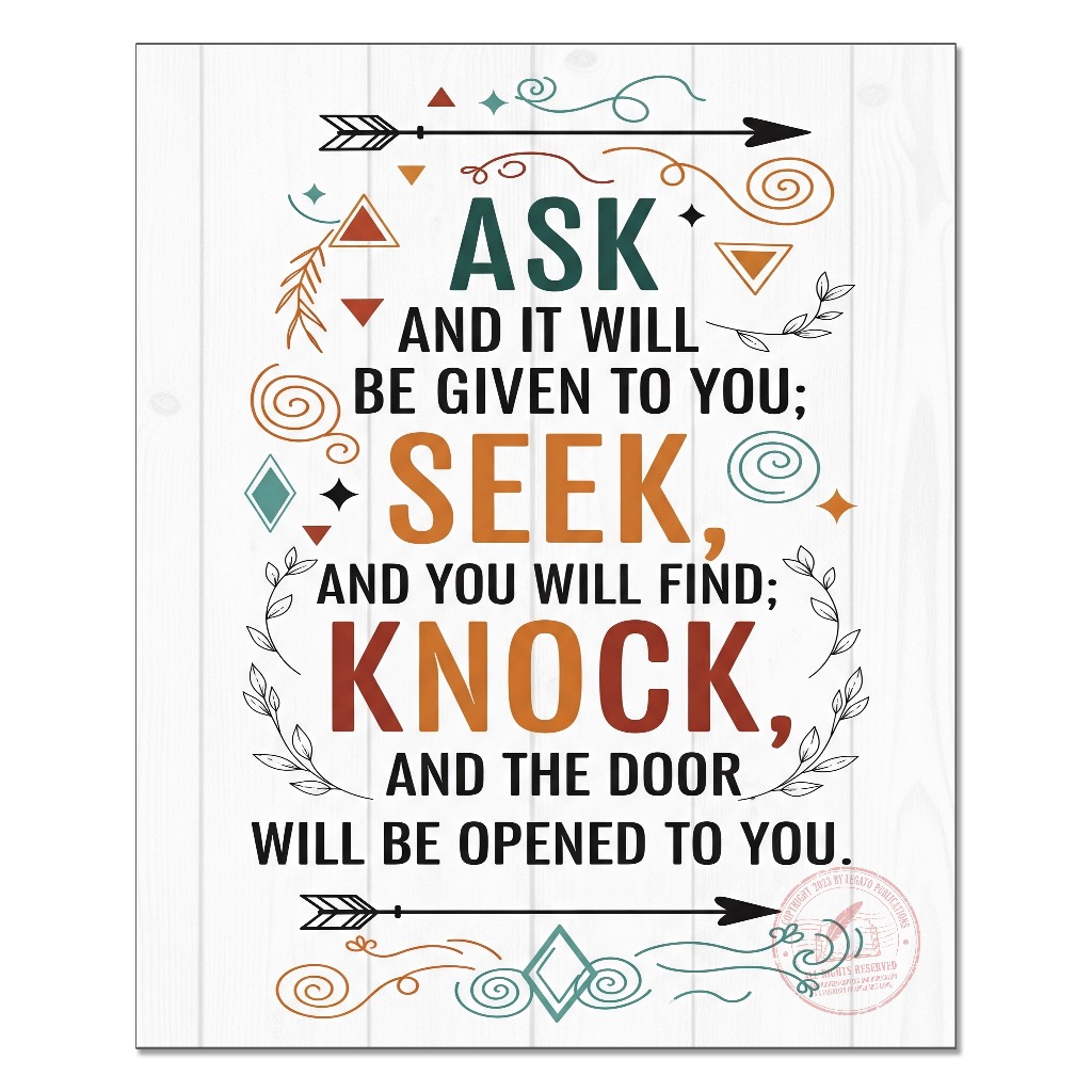 Ask Seek Knock Bible Verse Wall Decor | Rustic Boho Wood Sign ...