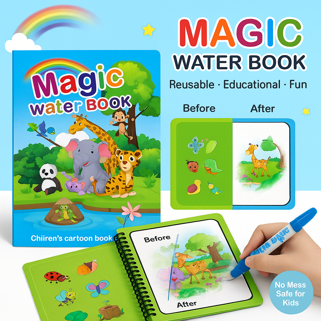 Coloring Book For Kids Magic Water Drawing Book With Pen Reusable ...