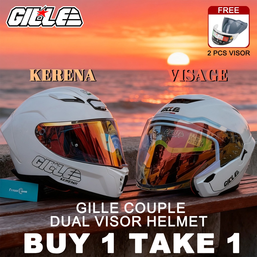 【Buy 1 Take 1】 GILLE COUPLE Revo Visor Half Face Helmet Full Face ...