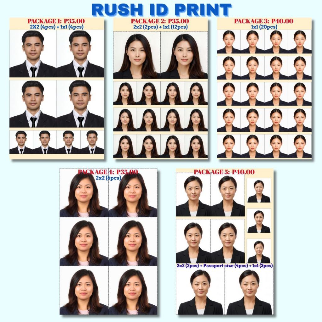 Rush ID Print - ID Photo Set 1x1 2x2 Passport Size High-Quality Photo ...