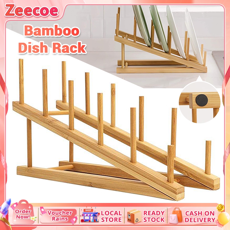 Bamboo Dish Rack Multifunctional Plate Storage Rack Household Kitchen ...
