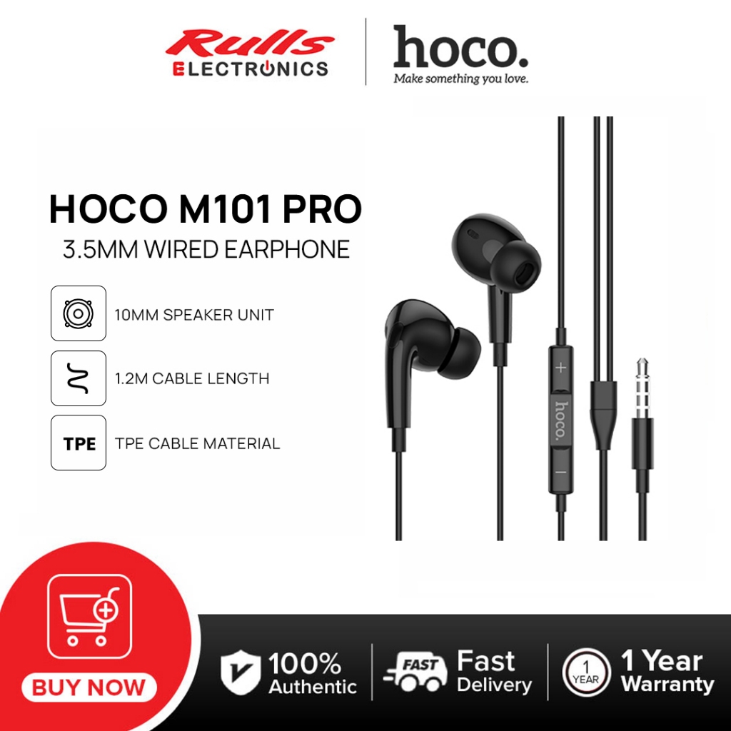 Hoco M101 Pro 3.5mm Wired Earphone | HD Microphone | 10mm Moving Coil ...
