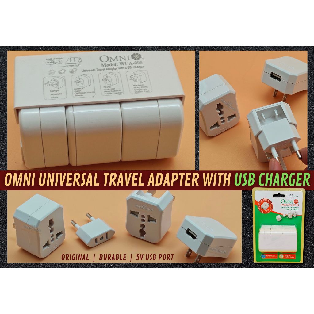 OMNI Universal Travel Adapter with USB Charger Outlet - WUA-005-PK ...