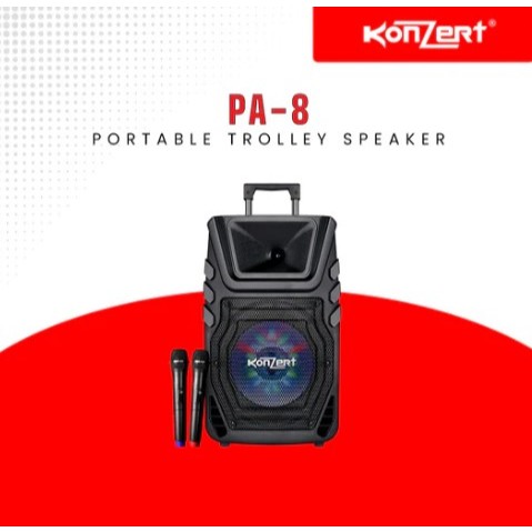 Konzert PA-8 8" 200w Portable Trolley Speaker w/ BT, USB/SD, FM Radio ...