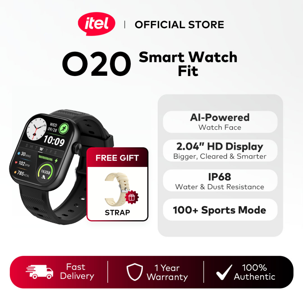 Live Exclusive - itel Fit O20 Smartwatch | Double Strap | 2.04" HD ...