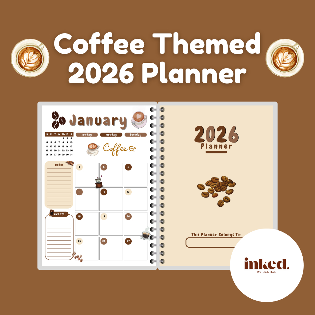 2026 Planner | Coffee Themed Planner | Inked By Hannah | Shopee Philippines