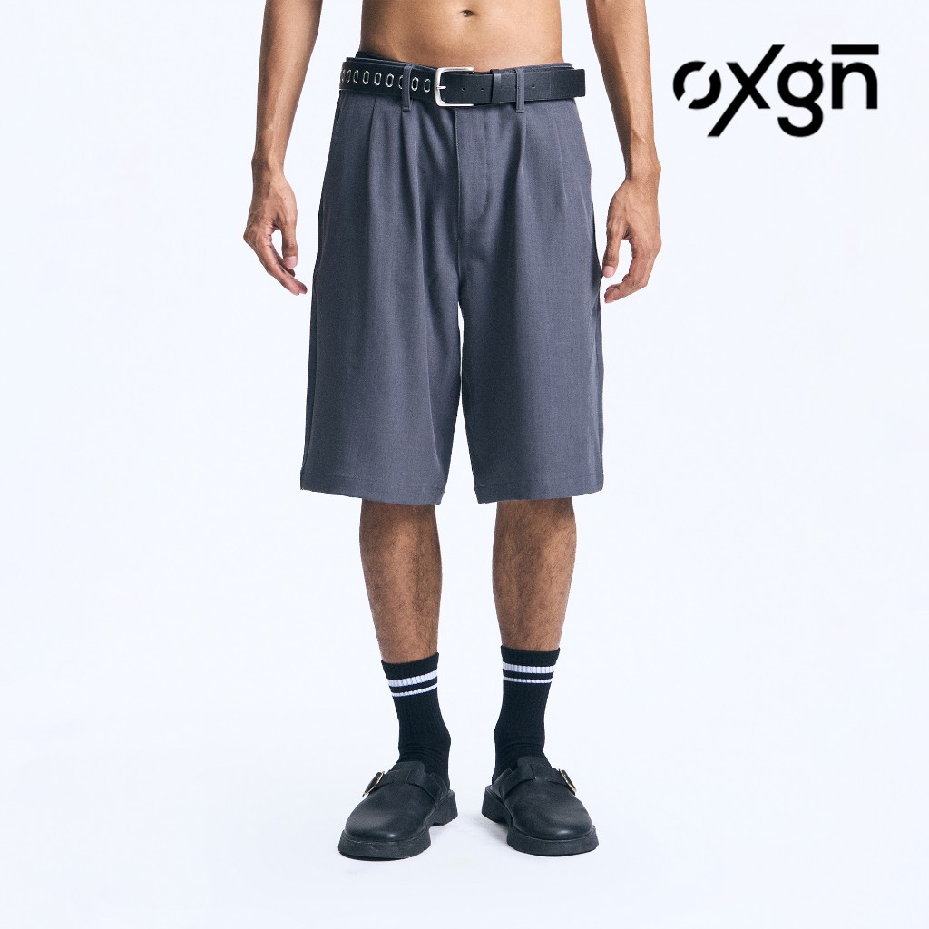 OXGN Pleated Shorts For Men (Slate Gray) | Shopee Philippines