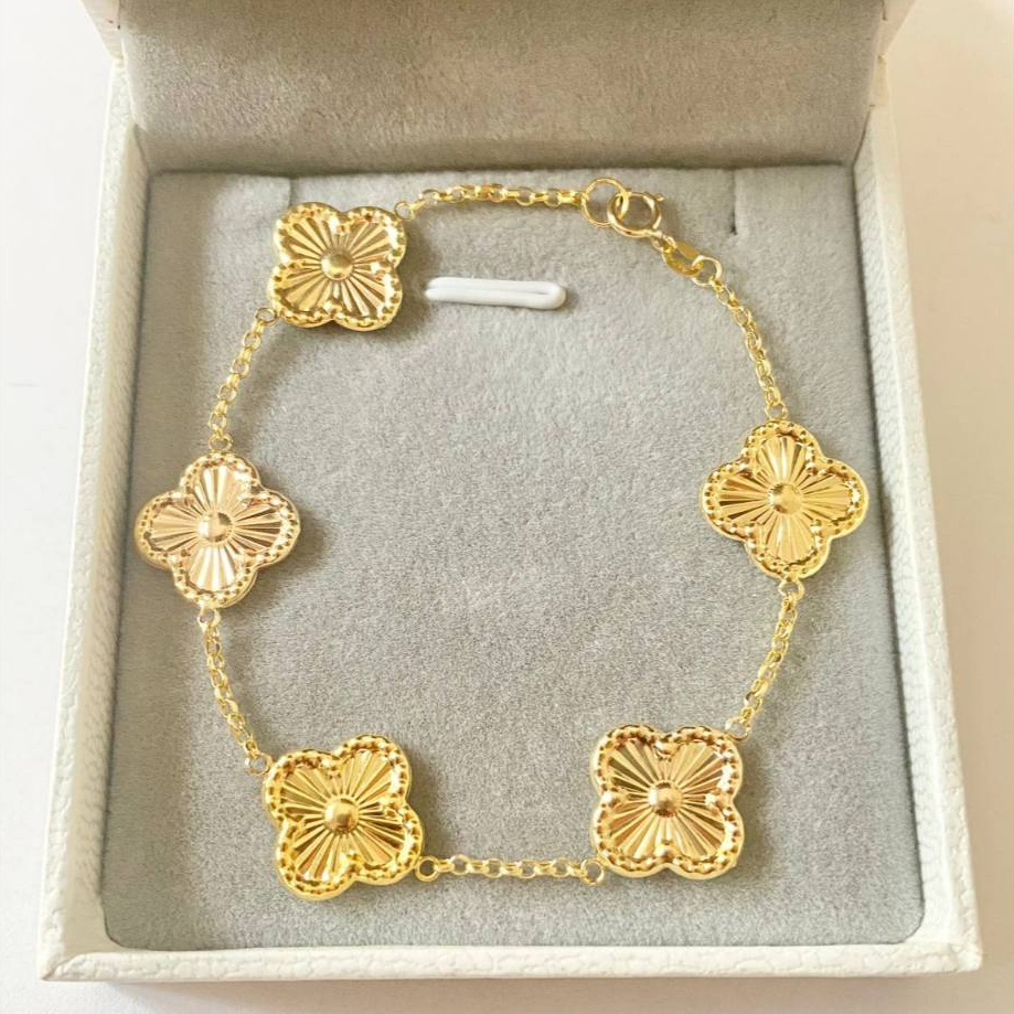 Pawnable 18K Gold Full Clover Bracelet (14mm) | Shopee Philippines