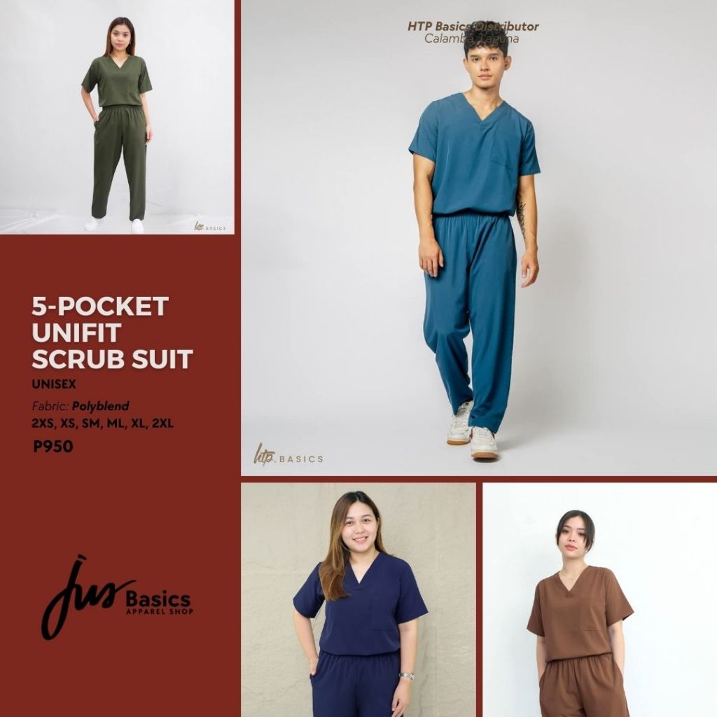 HTP BASICS Unisex 5-Pocket Unifit Scrub Suit | Premium Polyblend ...