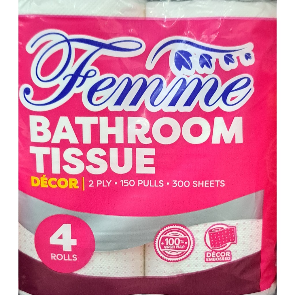 Femme Decor Bathroom Tissue 4 Rolls 2 Ply 150 Pulls 300 Sheets | Shopee ...