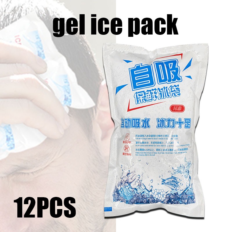 12 pcs Reusable Dry Cold Ice Pack For Food Fresh Cooler Therapy Pain ...