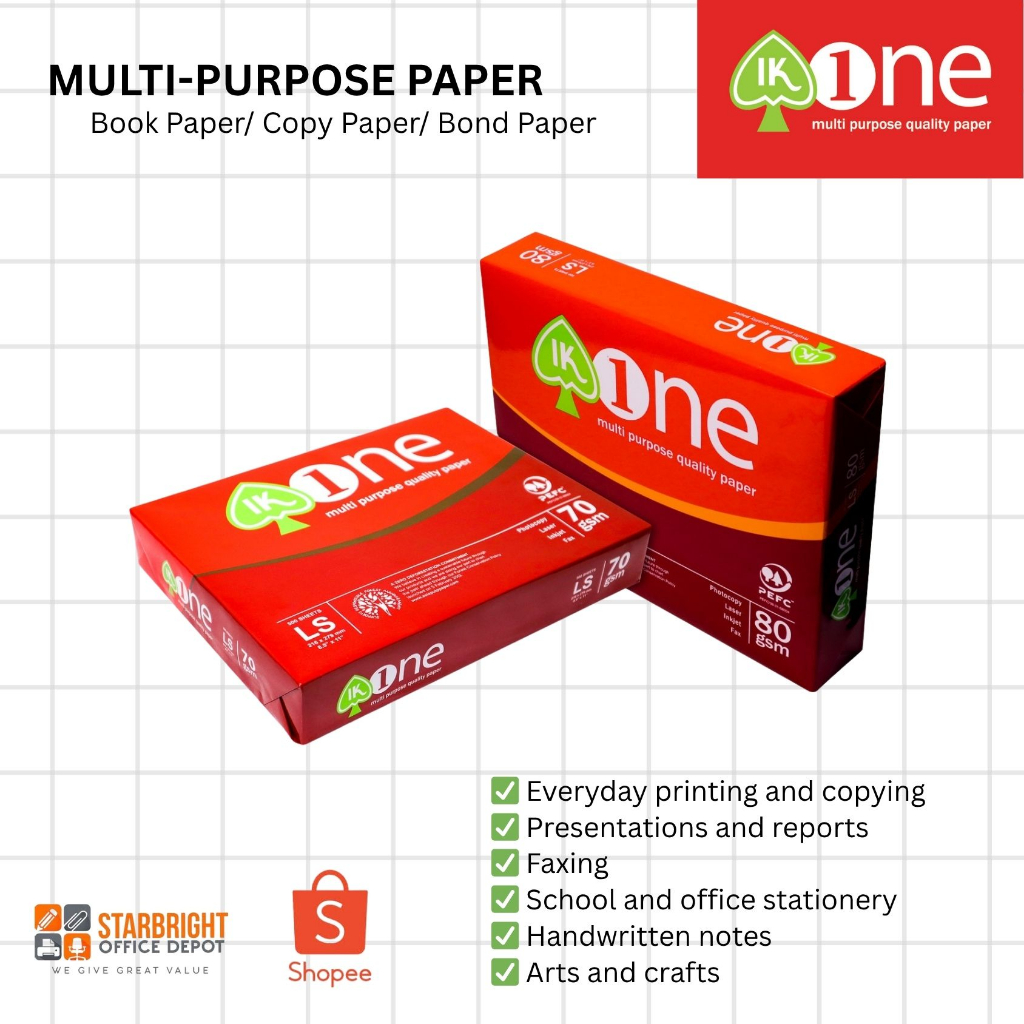 Copy Paper Multi Purpose Paper Bond Paper IK One | Shopee Philippines