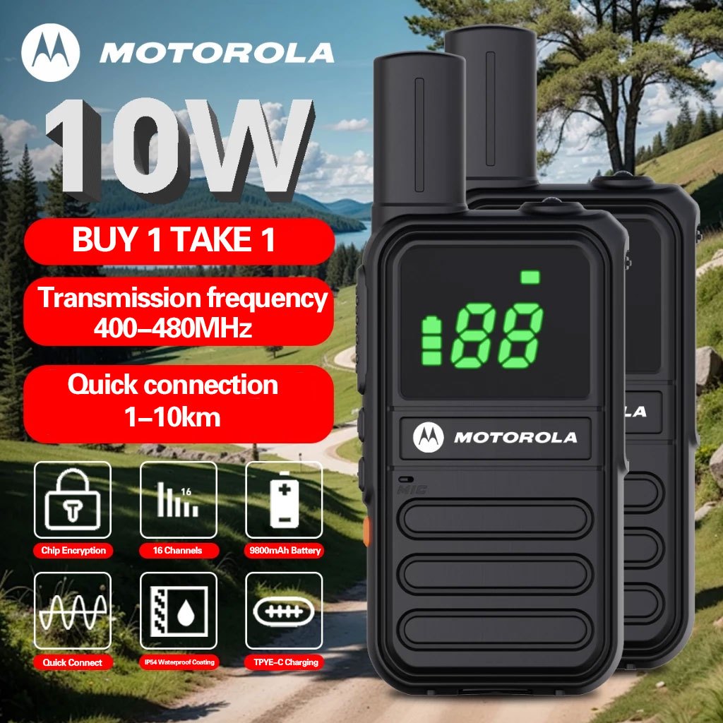 Motorola T82 Walkie Talkie Two Way Radio Long Range 10KM High Power 10W 16 Radio Channels (2 ...