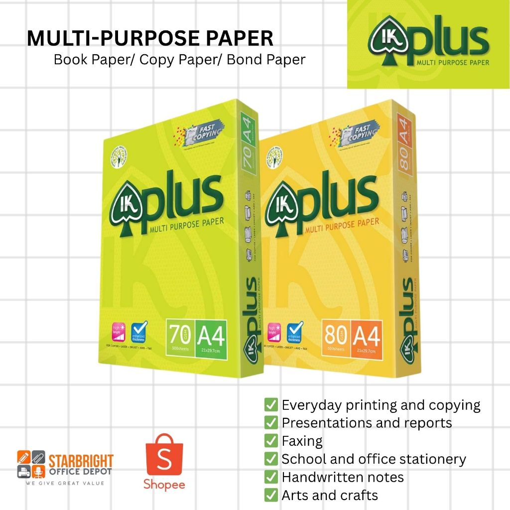 Copy Paper Multi Purpose Paper Bond Paper / Book Paper IK Plus Super ...