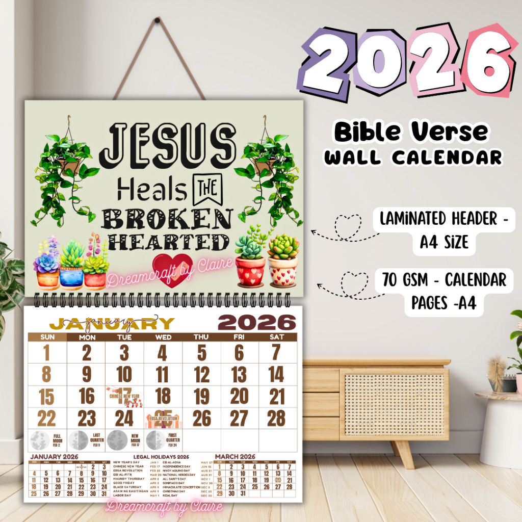 2026- BIBLE VERSE /THEME WALL CALENDAR- A3 SIZE | Shopee Philippines