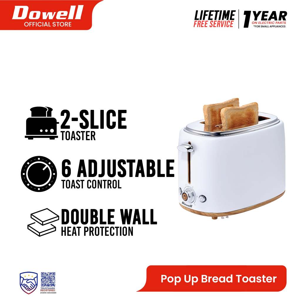 Dowell Pop Up Bread Toaster | PBT-2SW | Shopee Philippines