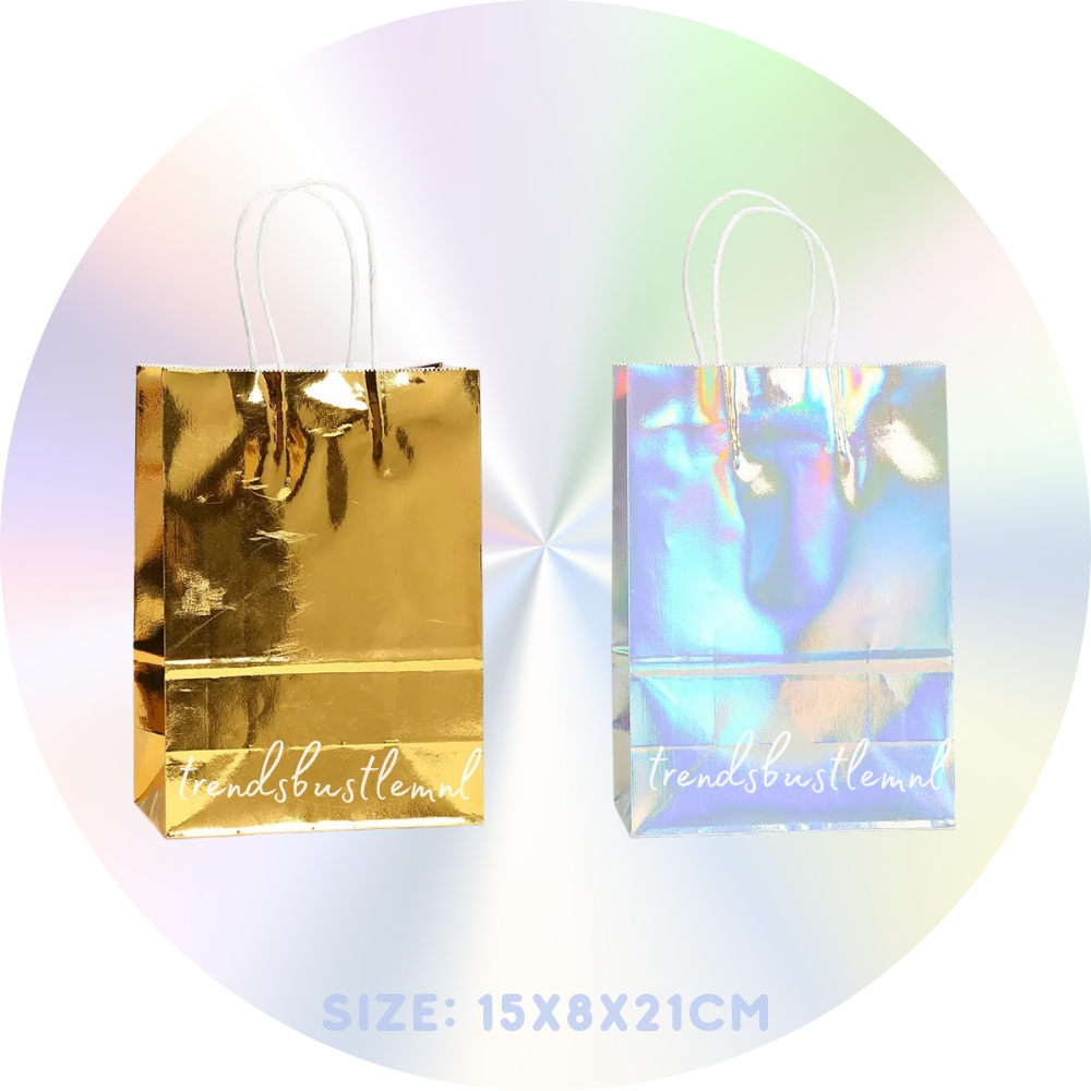 TBM 12 Pieces Metallic Gold Silver Plain Color Paper Bags/ Lootbags ...