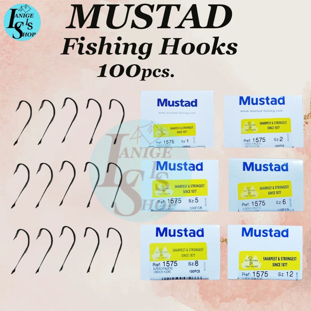 100pcs. per Box Superior Mustad Limerick Fishing Hooks Series #1575 ...
