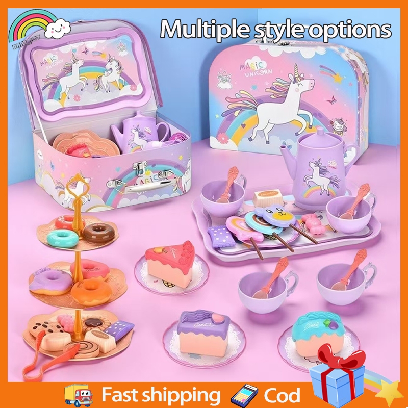 Tea Set Toy Pretend Play Toys for Kids Mermaid Toys Princess Gift Box ...