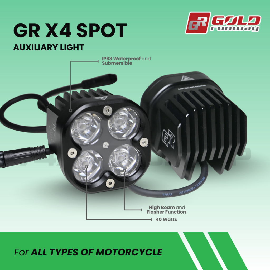 Gold Runway GR-4X LED Auxiliary Light 40W – For Motorcycles | Shopee ...