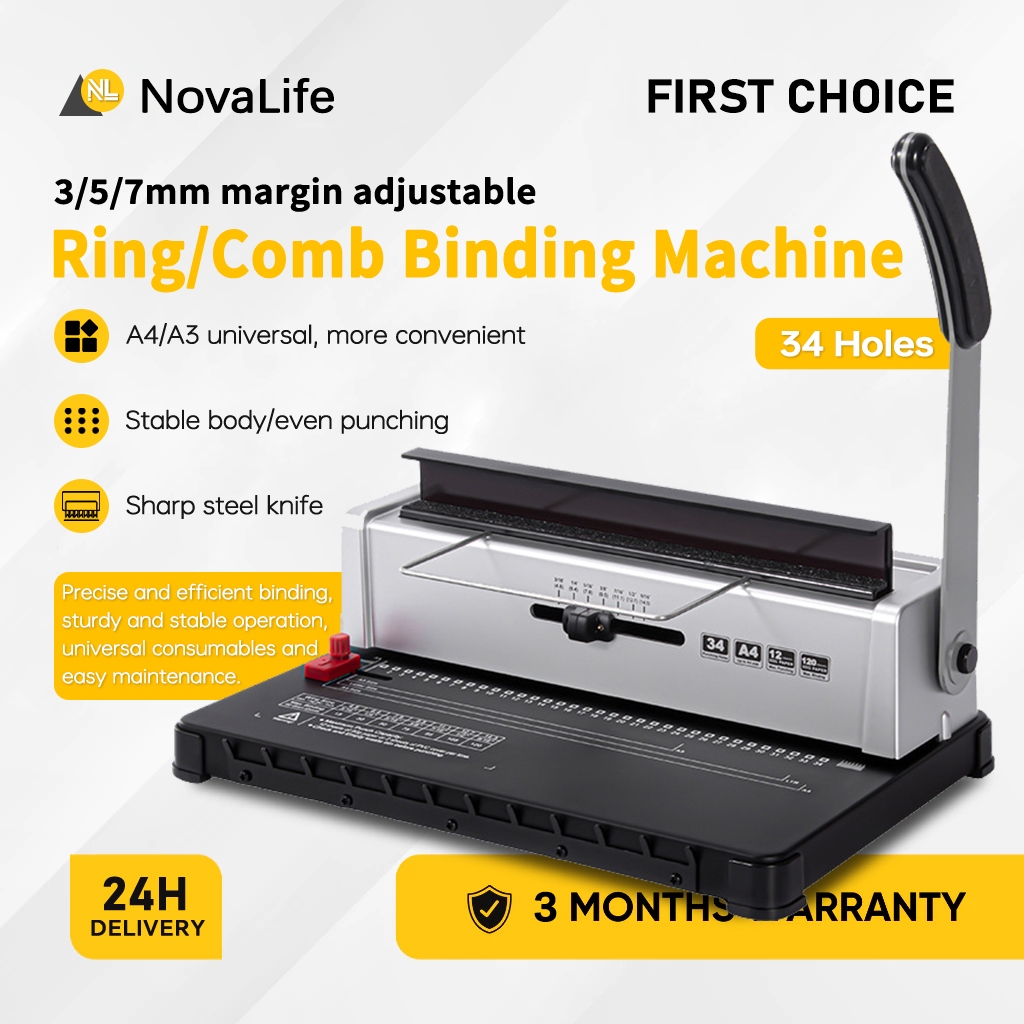Comb Binding Machine A3/A4 Size Binding Machine 34 Hole Ring/Comb ...
