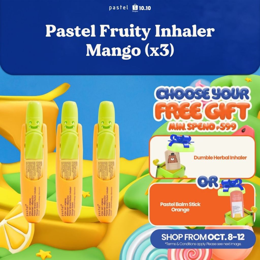 PASTEL Fruity Mango Scent Pocket Inhaler (x3) (1.5ml each)[Menthol ...