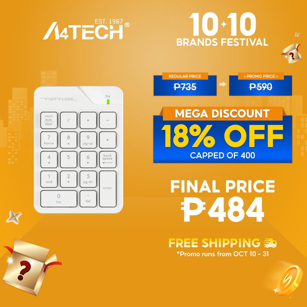 A4Tech FGK21C 2.4G Rechargeable Wireless Numeric Keypad | Shopee ...