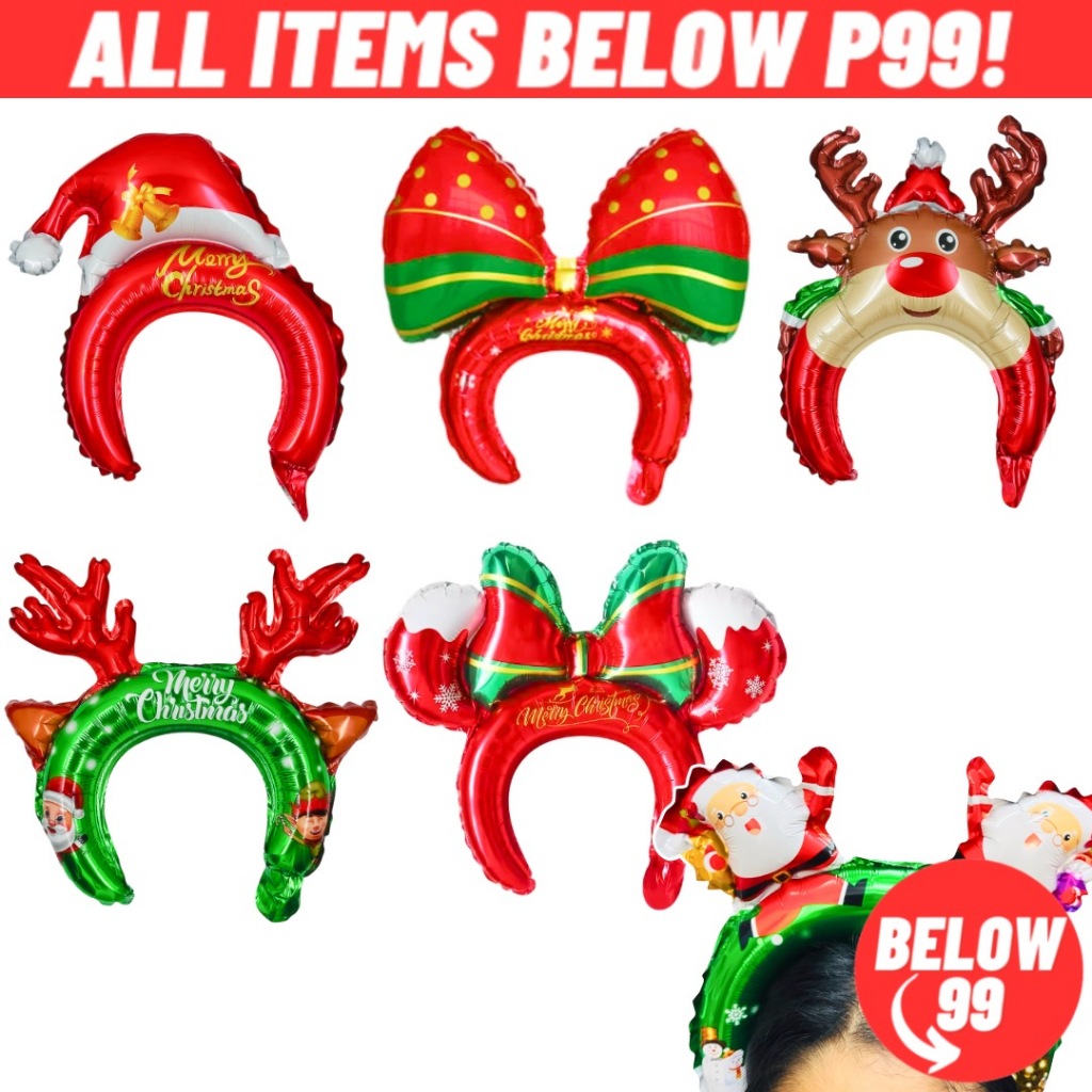 Christmas Theme Balloon Headbands Santa Hat Ribbon Reindeer Headbands ...