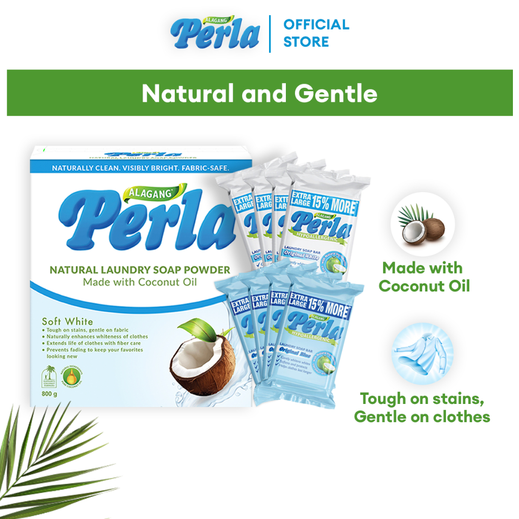 Perla Natural Laundry Powder 800g & Perla Cut Bar 110g Mixed Bundle ...