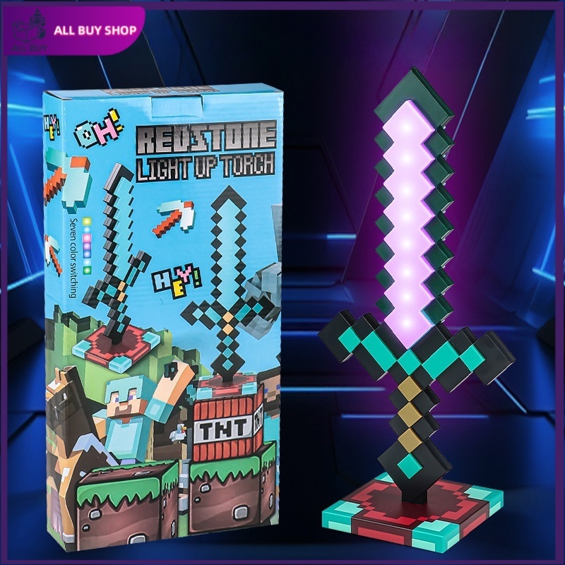 【Kids Gift】Minecraft Diamond Sword Night Light Ornament Color Changing ...