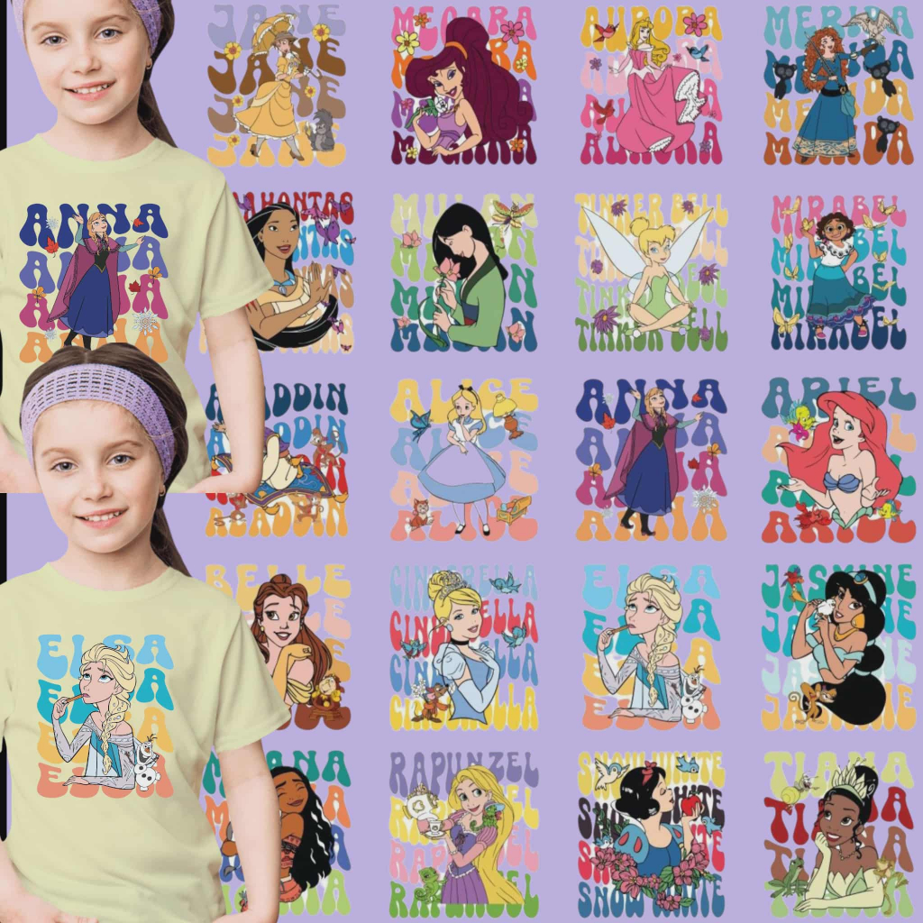 D ALL TIME FAVORITE PRINCESSES Subli ALL YELLOW Kids T shirt with Sizes ...