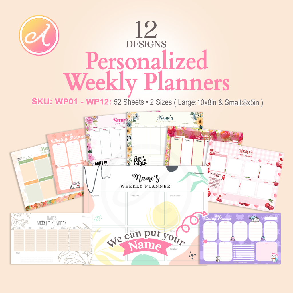 12 DESIGNS Personalized Weekly Planner | Stay Productive & Organized ...