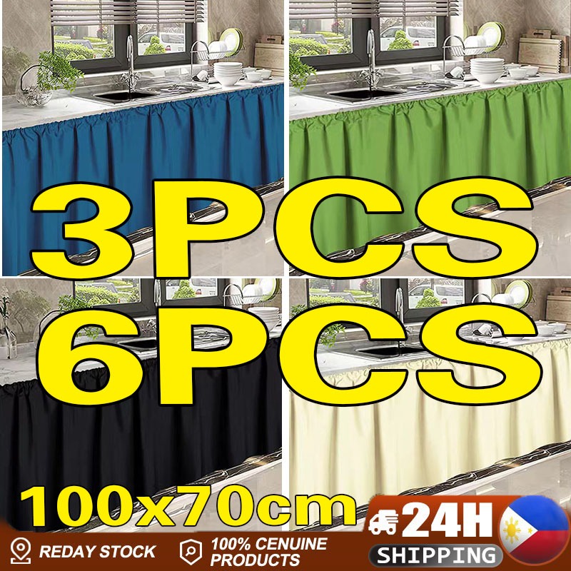 6pcs Kitchen Curtain for Sink Lababo 100*70cm Short Sink Kurtina ...