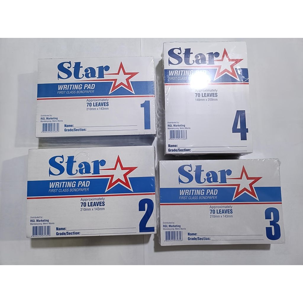 10 Pads STAR Writing Pad Grades 1, 2, 3, 4 | Shopee Philippines