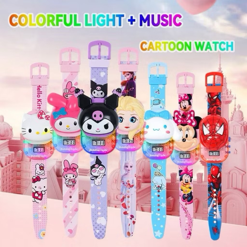 Music Watch Kuromi Luminous with Pop Up Panel Sanrio Kids Colorful ...